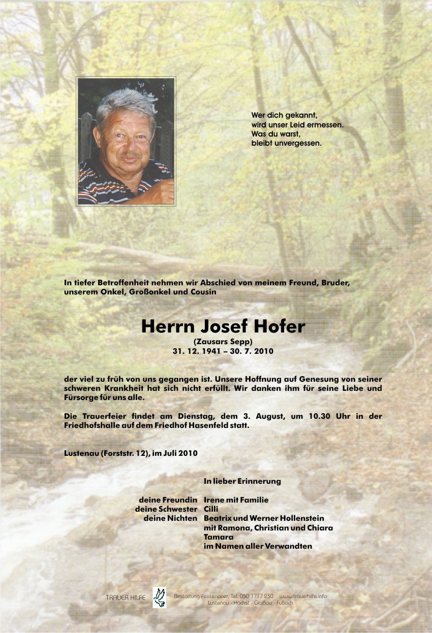 Todesanzeige - Trauerhilfe – abschied GesmbH