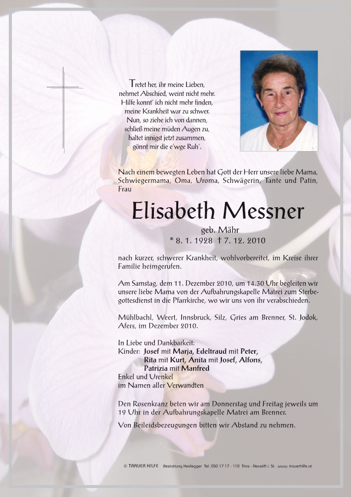 Todesanzeige - Trauerhilfe – abschied GesmbH