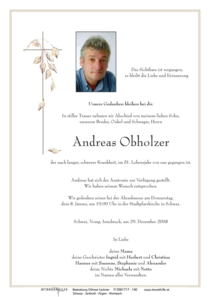 Todesanzeige - Trauerhilfe – abschied GesmbH