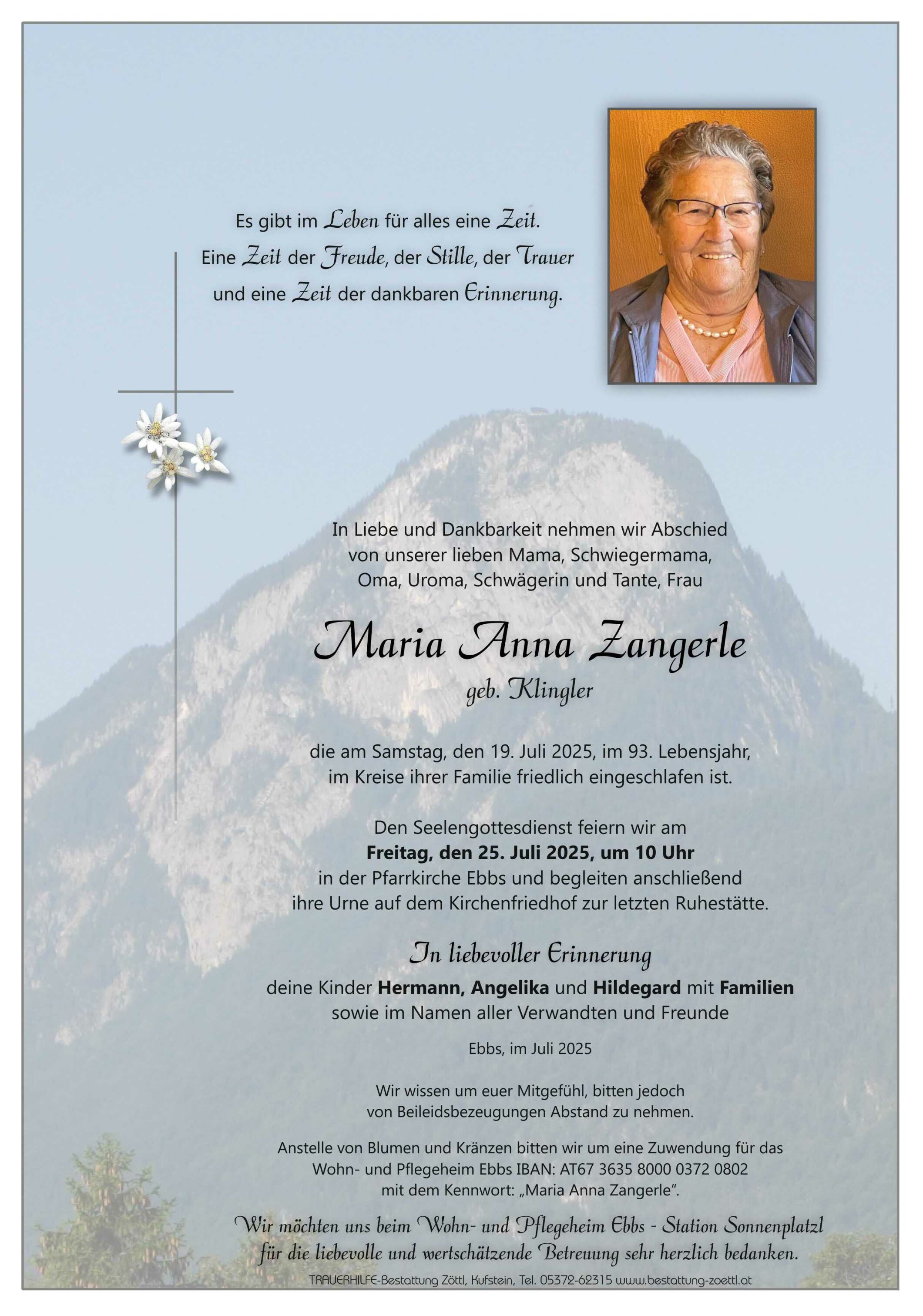 Todesanzeigen - Abschied Bestattung Klocker GesmbH