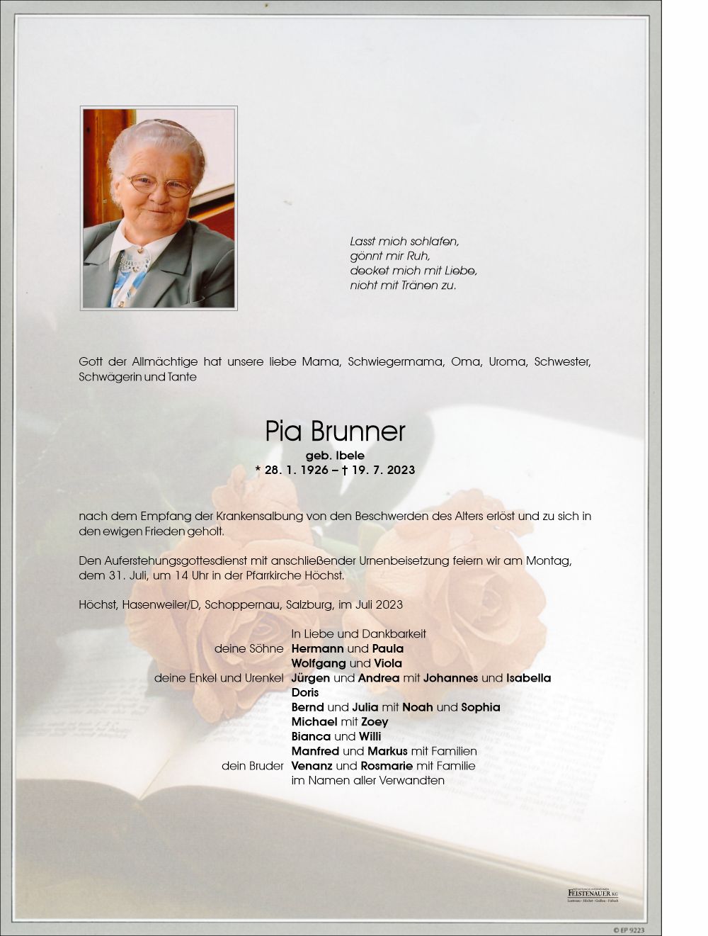 Todesanzeige - Trauerhilfe – abschied GesmbH