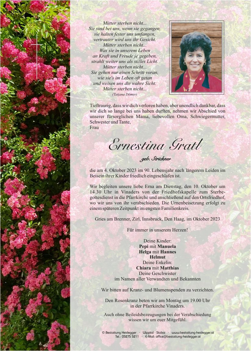 Todesanzeige - Trauerhilfe – abschied GesmbH