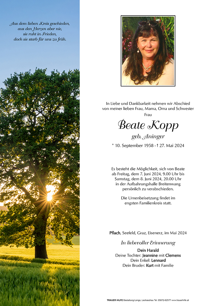 Todesanzeige - Trauerhilfe – abschied GesmbH