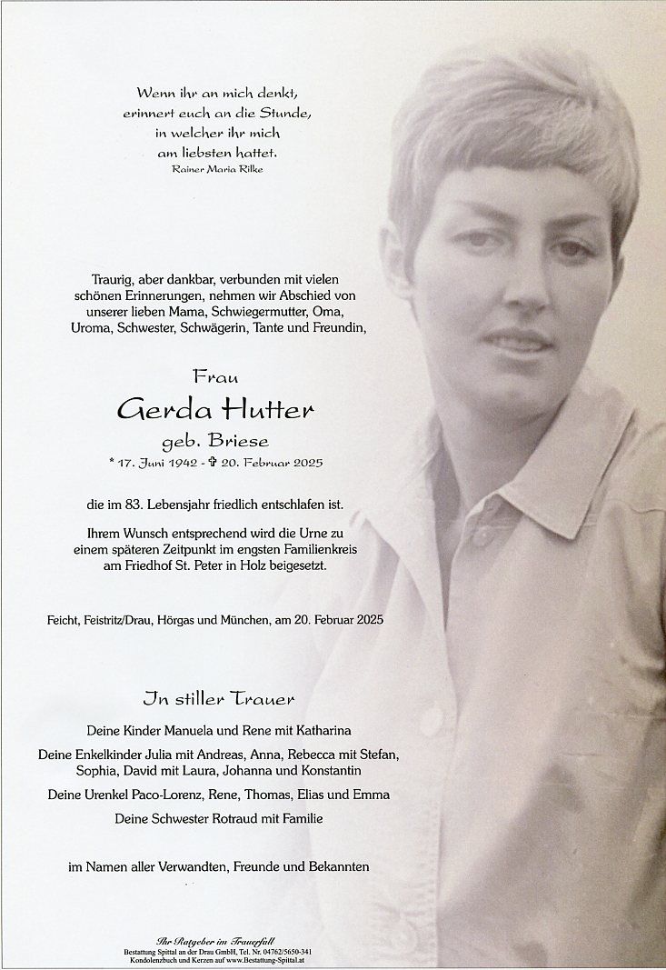 Todesanzeige - Trauerhilfe – abschied GesmbH