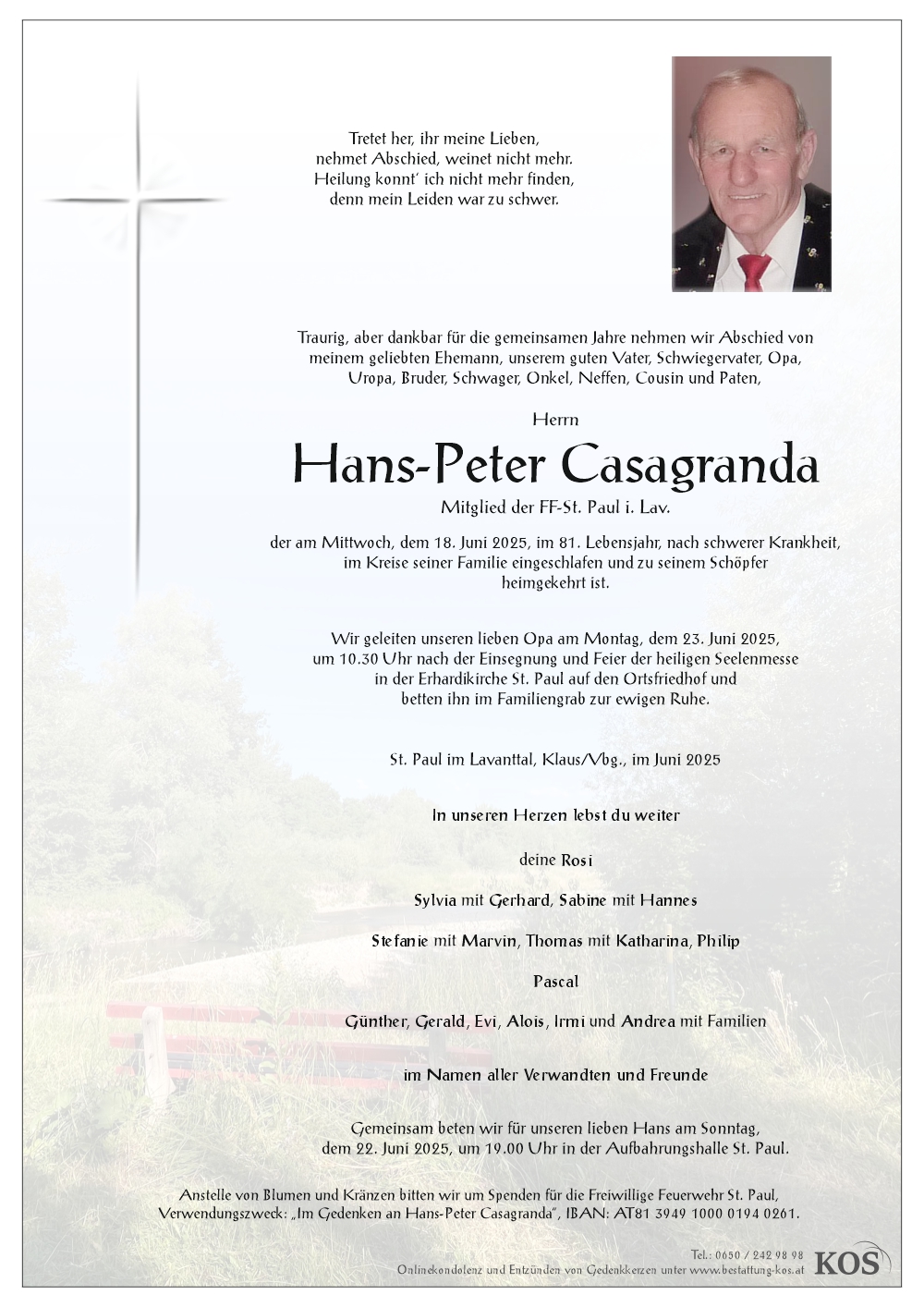 Todesanzeige - Abschied Bestattung Klocker GesmbH