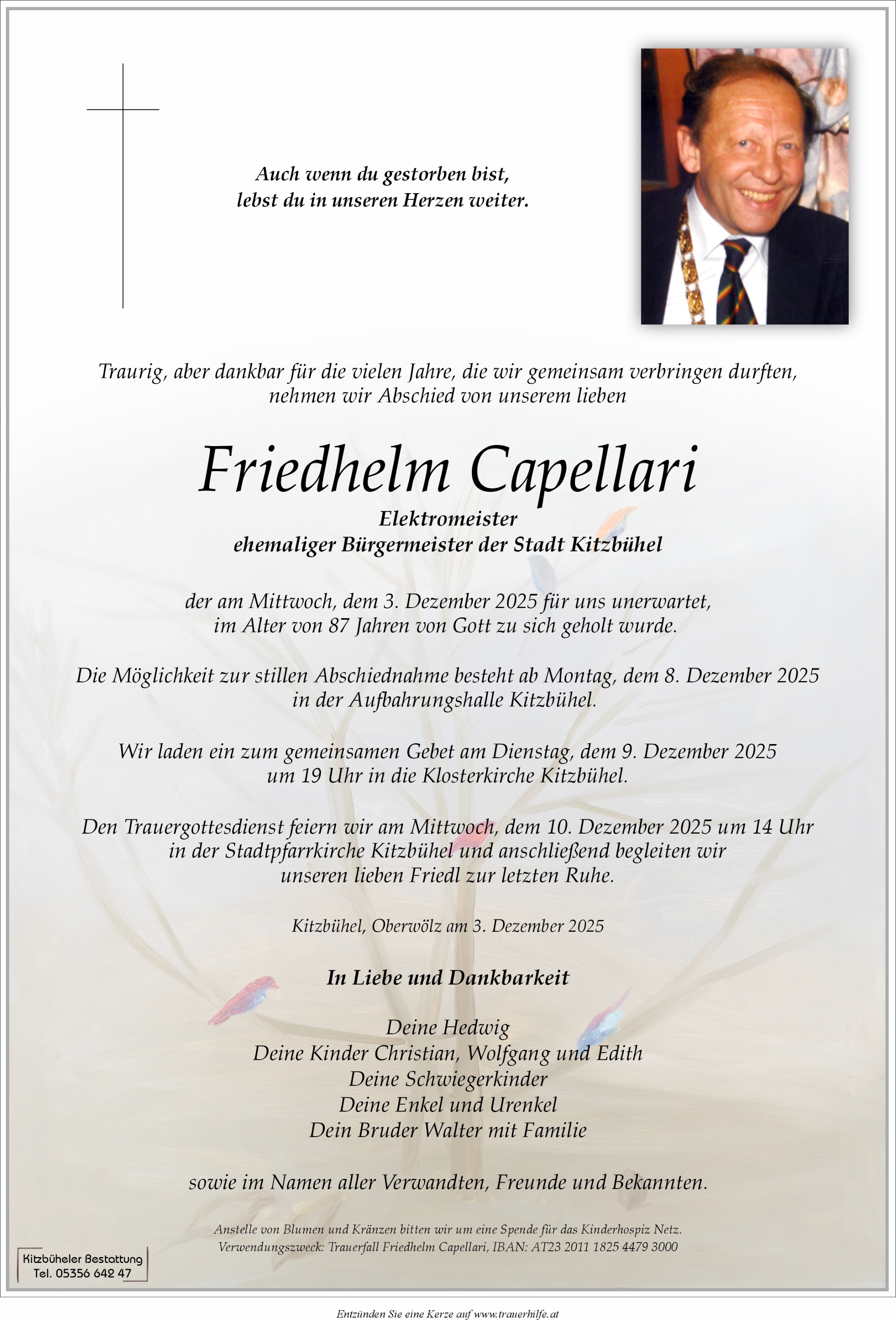 Todesanzeige - Abschied Bestattung Klocker GesmbH